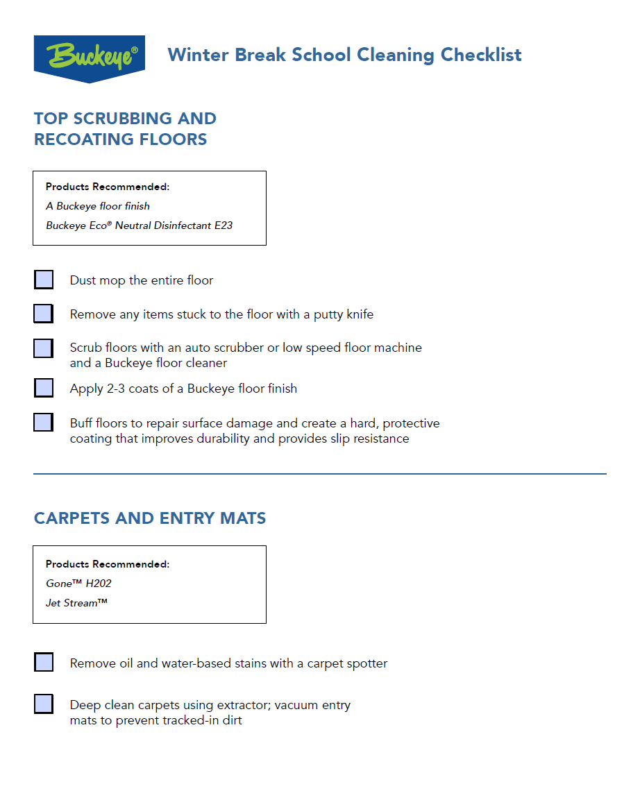 Buckeye International Blog | Winter Break Cleaning Checklist for Schools